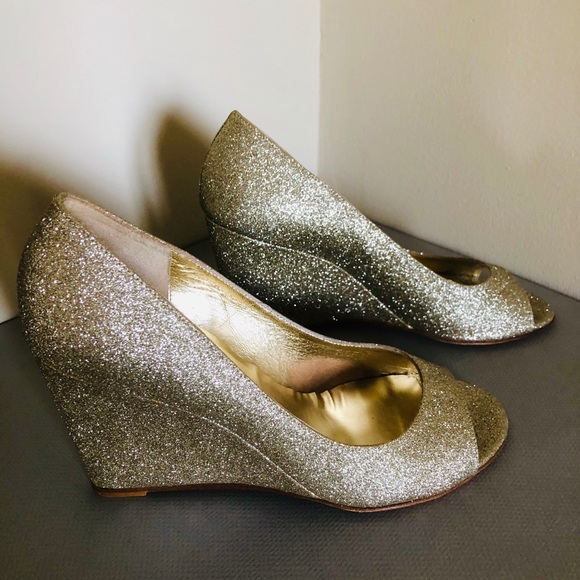 Butter Shoes | Shoes | Butter Gold Glitter Wedge Heel New | Poshmark